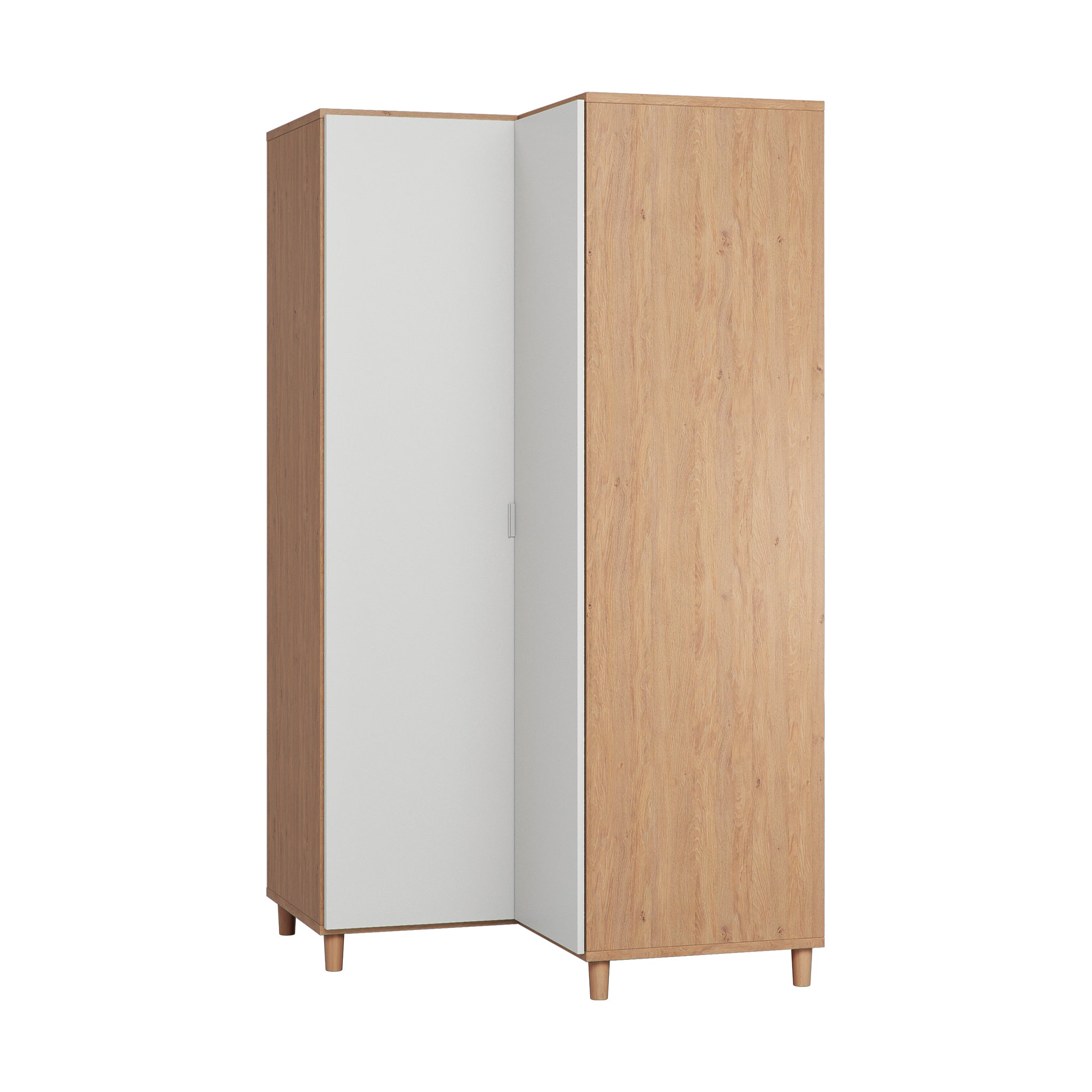 Dulap colt VOX Simple 101x194 cm, stejar/alb – The Decorators